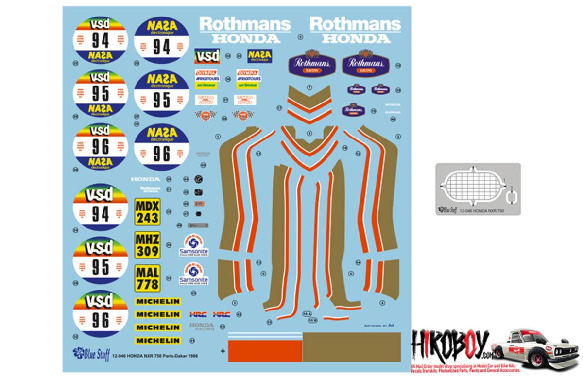 1:12 HONDA NXR 750 Paris-Dakar 1986 Decals For Tamiya 14054 | BS-12046 ...