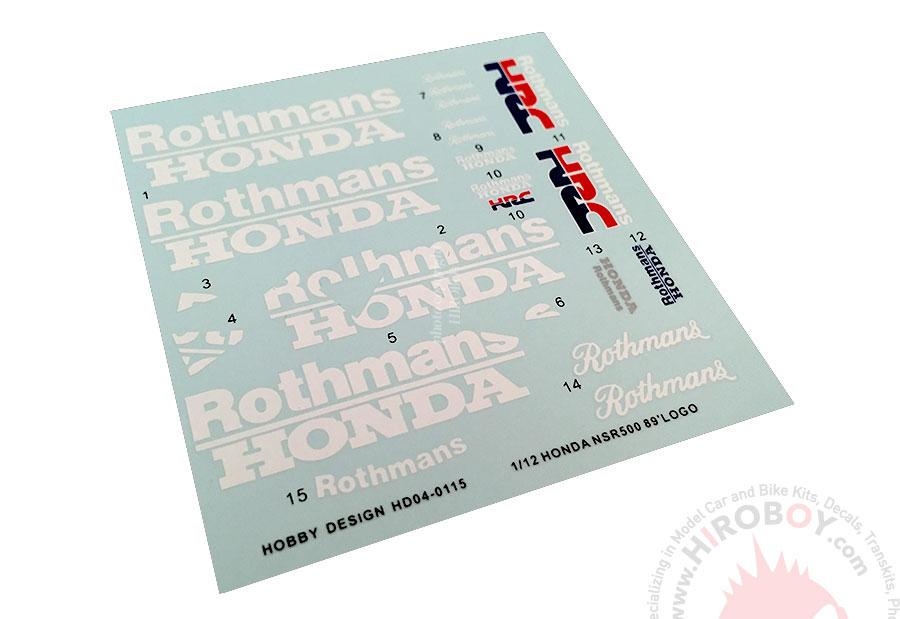 1:12 Honda NSR500 '89 Rothmans Decals | HD04-0115 | Hobby Design