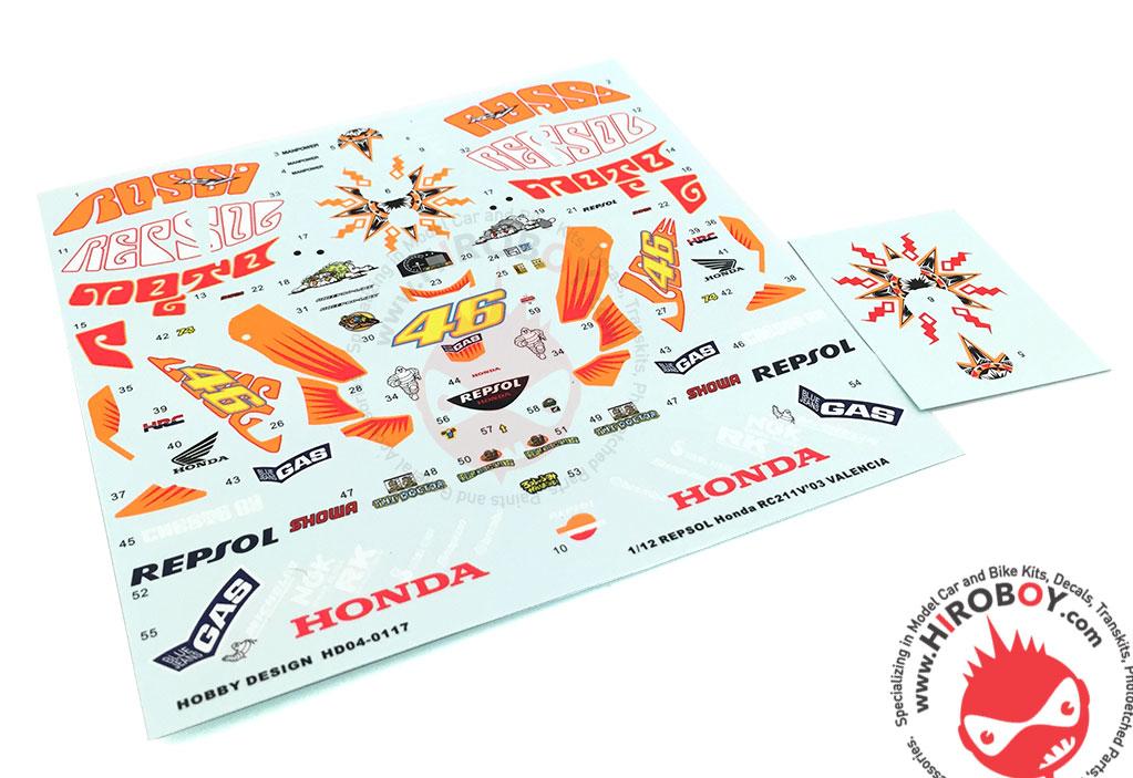 1:12 Honda RC211V 2003 Repsol Valencia Decals (Tamiya) | HD04-0117 ...
