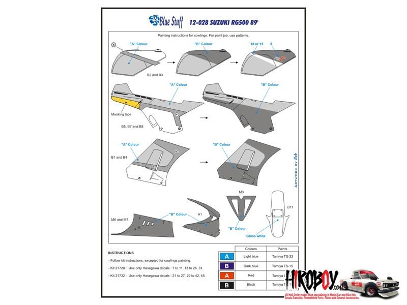 1:12 Suzuki RG500 89' Decals for Hasegawa | BS-12028 | Blue Stuff