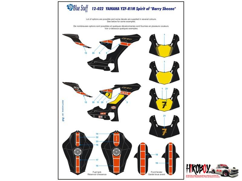 1:12 Yamaha YZF-R1M Spirit of "Barry Sheene" Decals | BS-12022 | Blue Stuff
