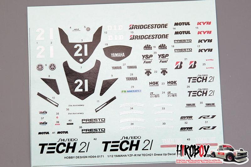 1:12 Yamaha YZF-R1M "Tech21" Decal For Tamiya 14133 | HD04-0171 | Hobby ...