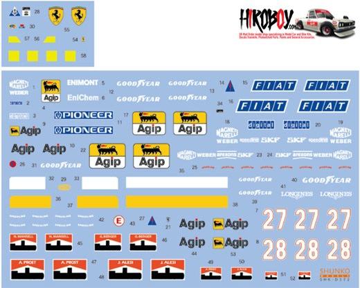 1:24 Ferrari F1 640 / 642 - F189/ F191 (1989/1991) Decal Set (Hasegawa ...