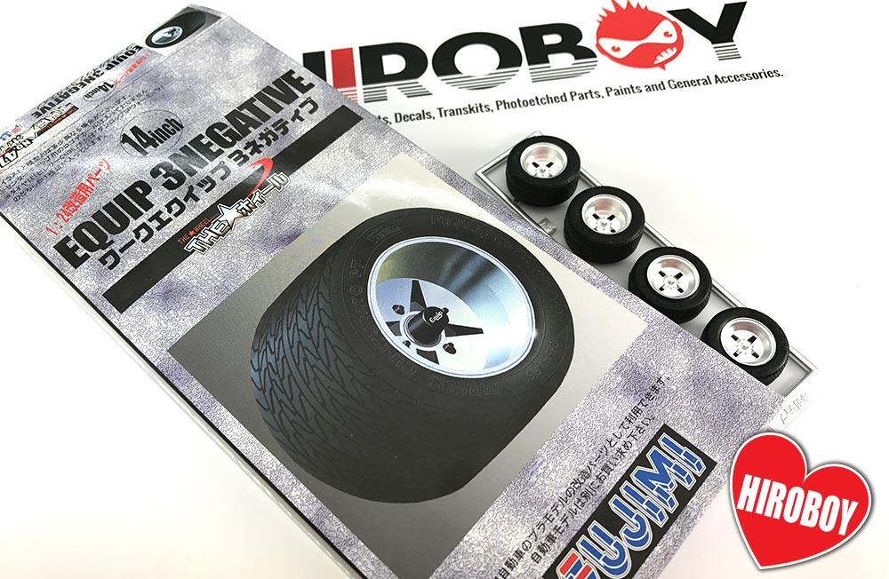 1:24 14" Work Equip Negative 3 Wheels and Tyres | FUJ-193168 | Fujimi