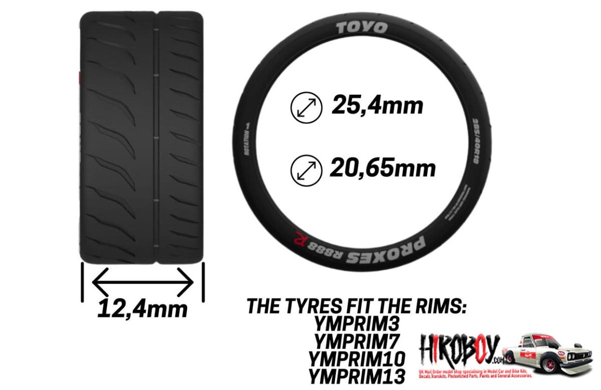 1:24 18" Semi Slick Tyres Type 1. | YMPRIM19 | yamamotomodel