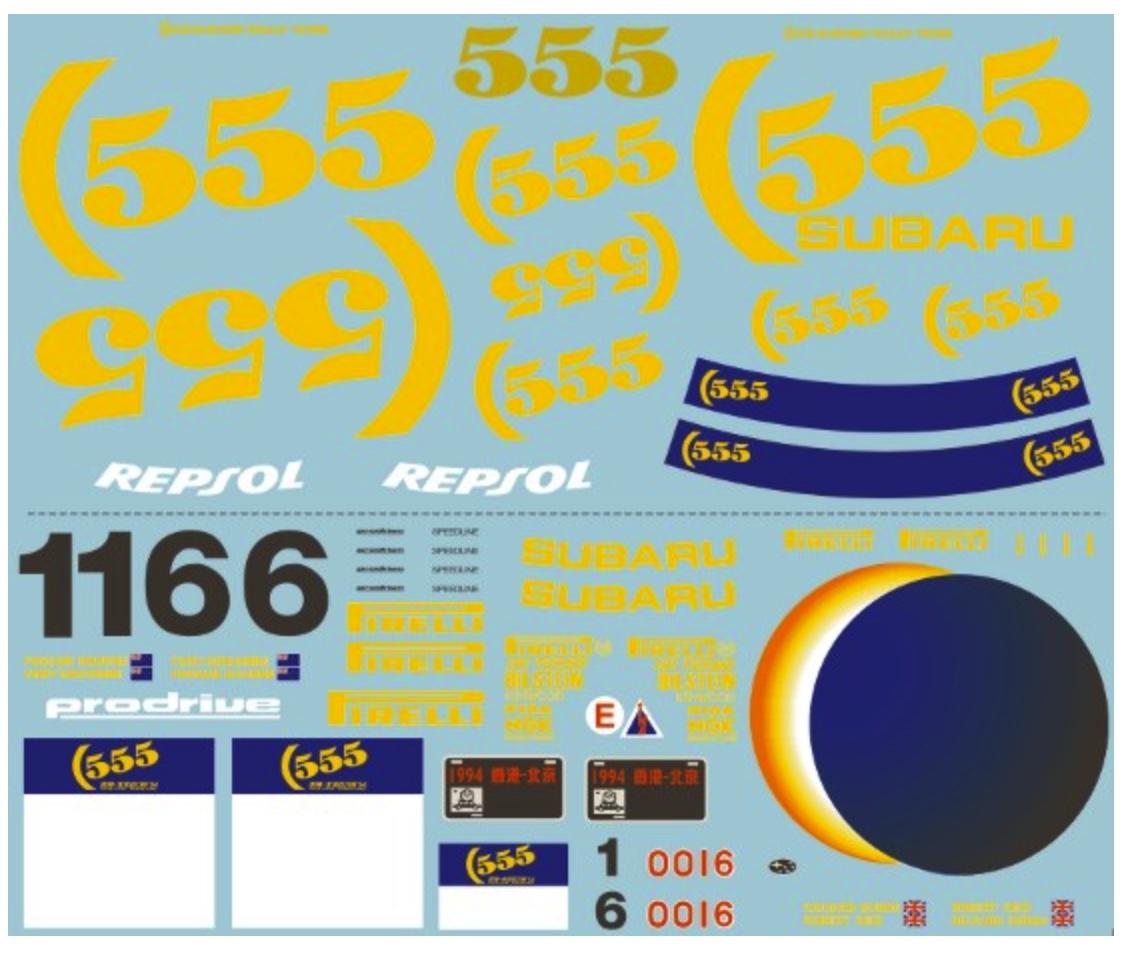 1:24 555 Decals for Subaru Impreza Beijing Rally 1994 Richard Burns ...