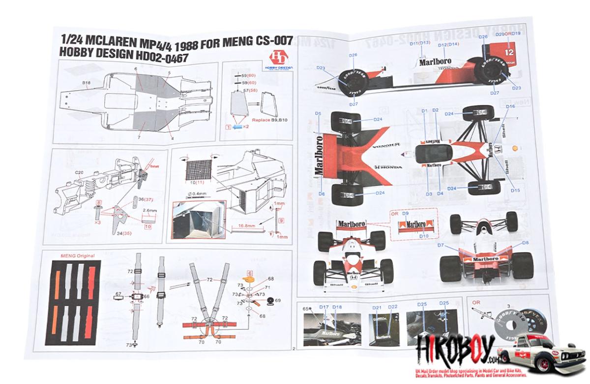 1:24 McLaren MP4/4 Detail Set for For MENG (CS-007) | HD02-0467 | Hobby Design