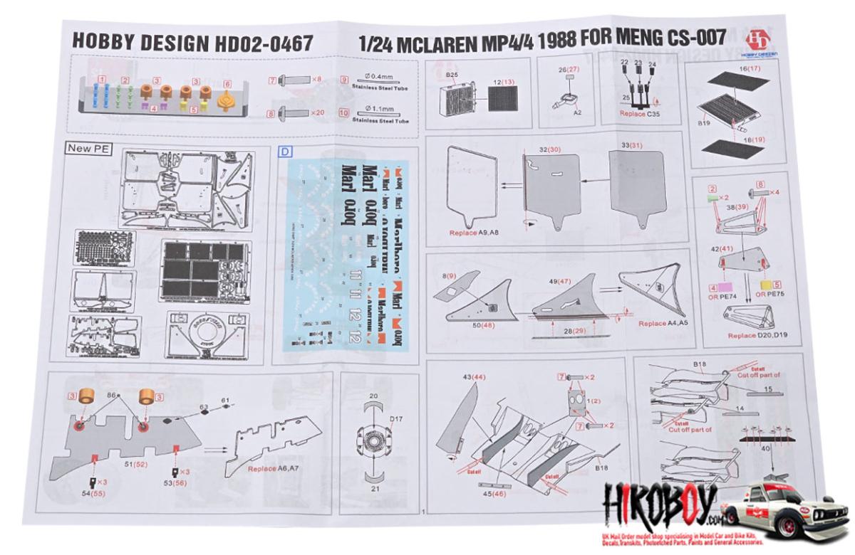 1:24 McLaren MP4/4 Detail Set for For MENG (CS-007) | HD02-0467 | Hobby Design