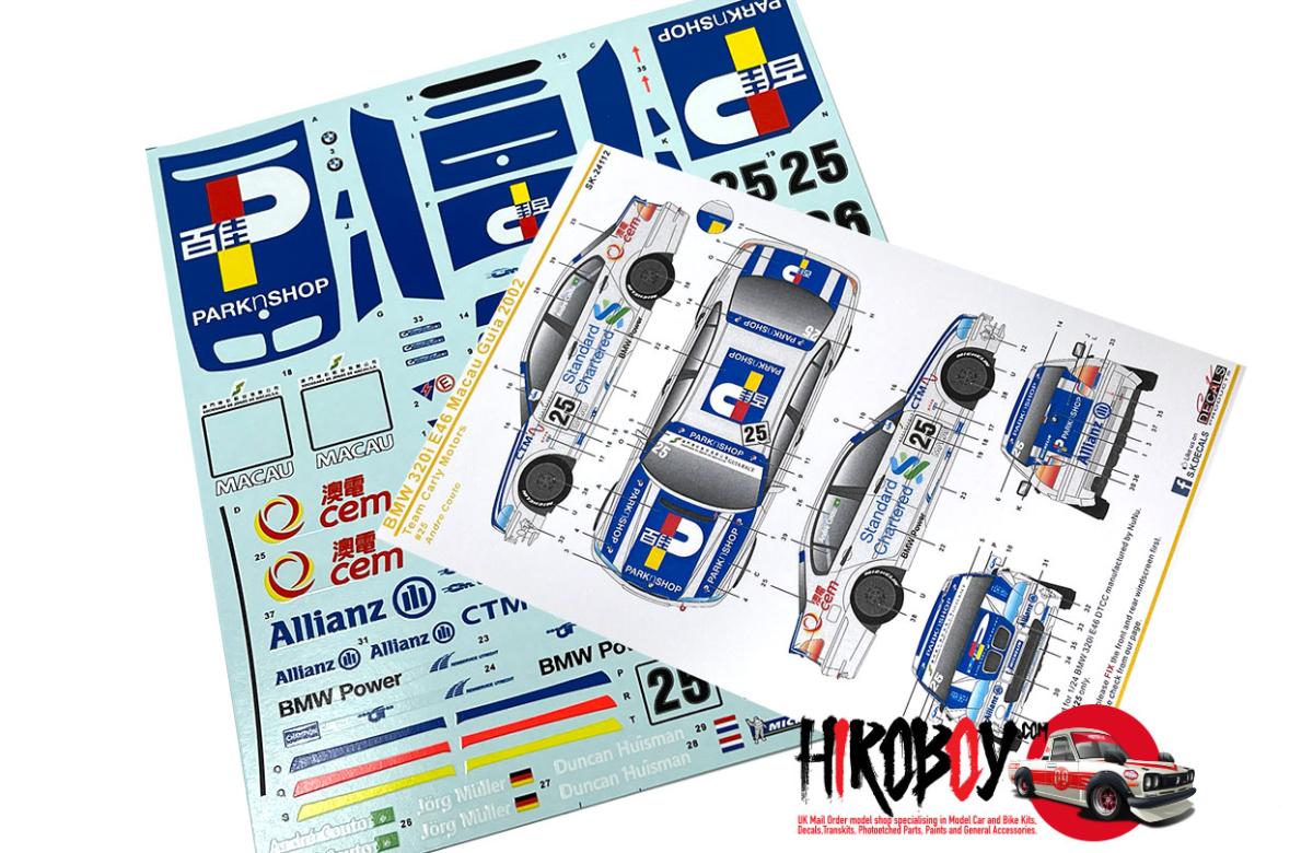1:24 BMW 320i E46 Macau Guai 2002 Park Shop Decals - Team Carly Motors ...