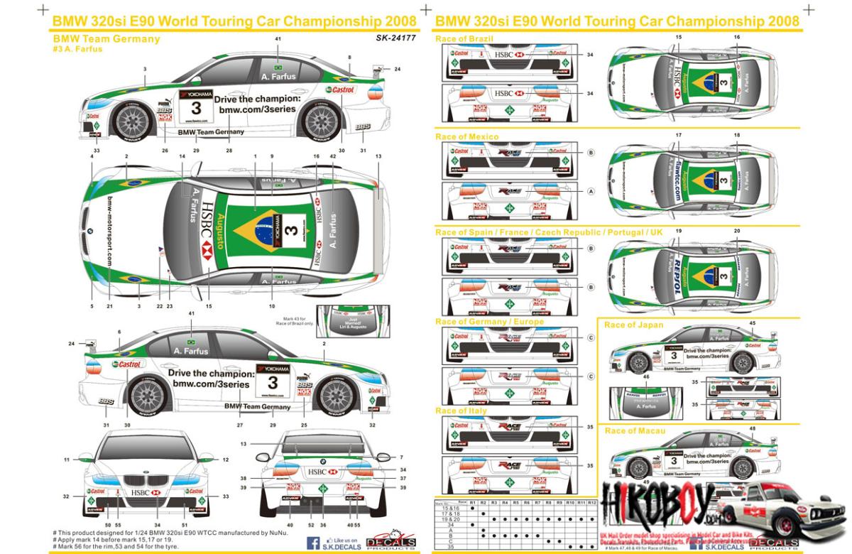 1:24 BMW 320si E90 WTCC 2008 BMW Team Germany #3 | SK24177 | S.K. Decals