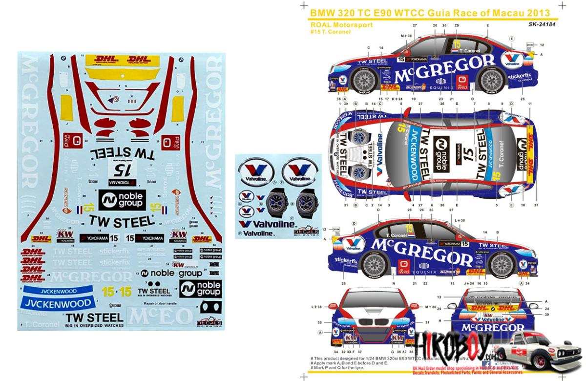 1:24 BMW 320 TC E90 WTCC Guia Race of Macau 2013 ROAL Motorsport #15 ...