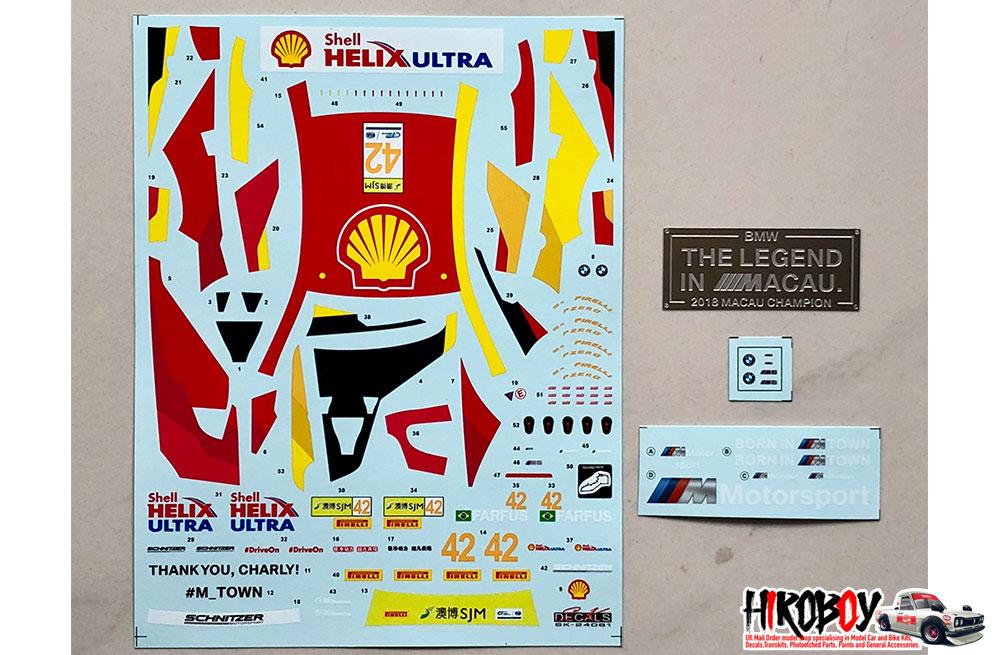 1:24 BMW M6 GT3 FIA 2018 GT World Cup Macau Winner Decals (Platz ...