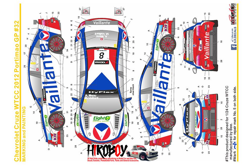 1:24 Chevrolet Cruze WTCC 12 Portimao GP #8 Vaillante Decals for ...