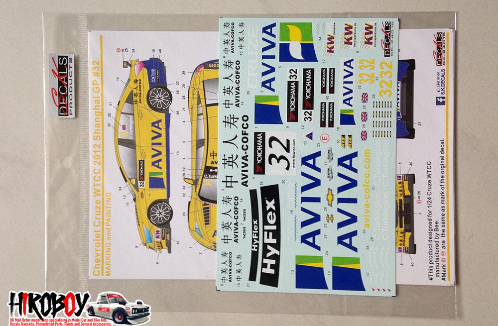 1:24 Chevrolet Cruze WTCC 12 Shanghai GP #32 Aviva Decals for (Beemax ...