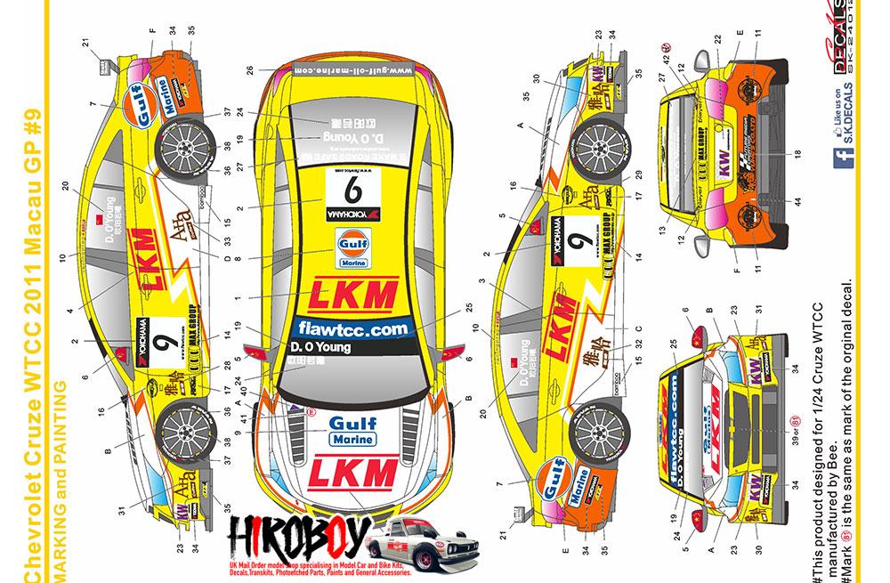 1:24 Chevrolet Cruze WTCC 11 Macau GP #9 LKM Decals for (Beemax) | SK ...