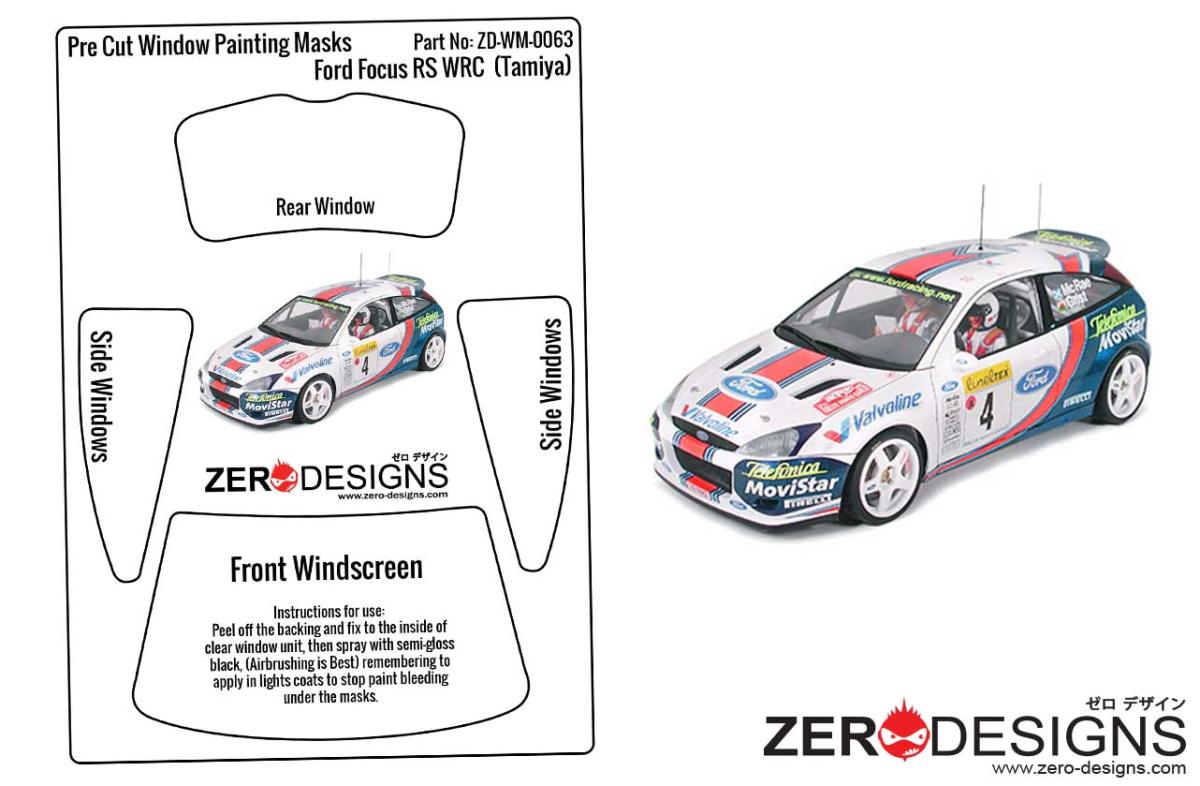 1:24 Ford Focus RS WRC Pre Cut Window Painting Masks (Tamiya) | ZD-WM ...