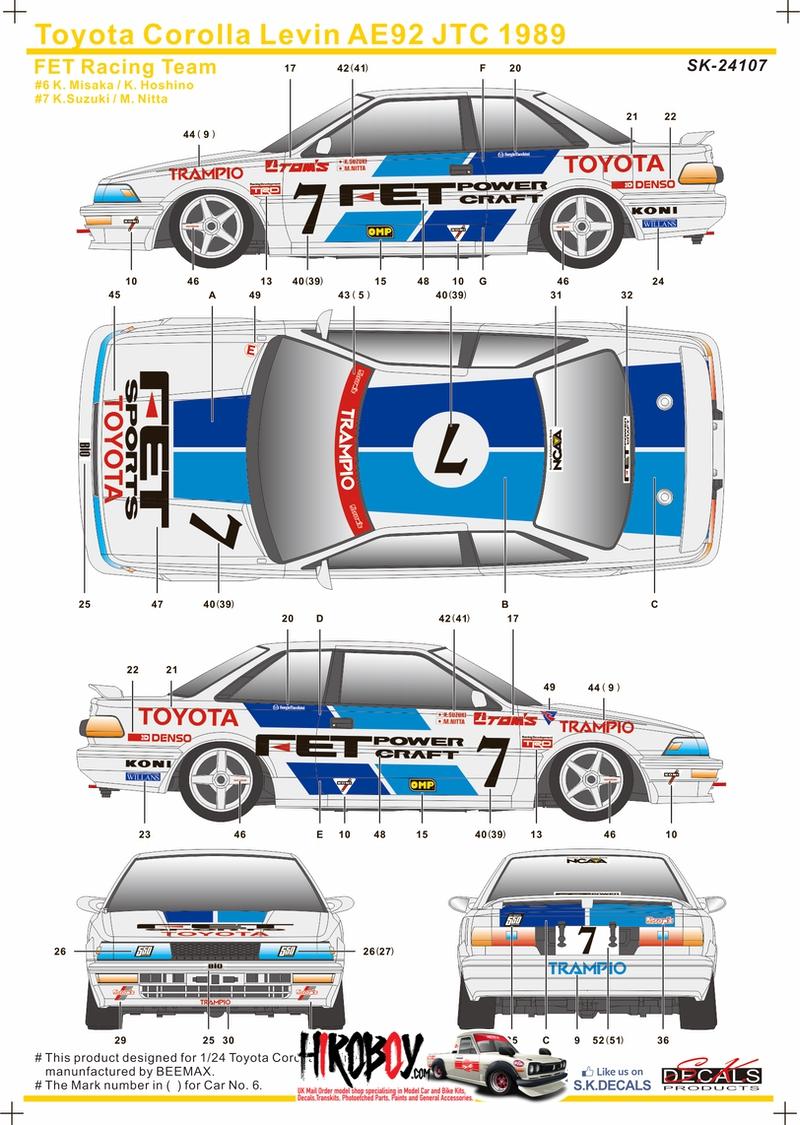 1:24 Toyota Corolla Levin AE92 Gr.A Macau guia 89 Crown Motors Racing ...