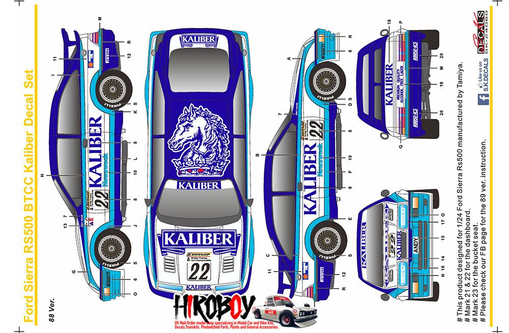 1:24 Ford Sierra RS500 Kaliber #22 #1 Decal (Tamiya) c/w Resin Dash ...