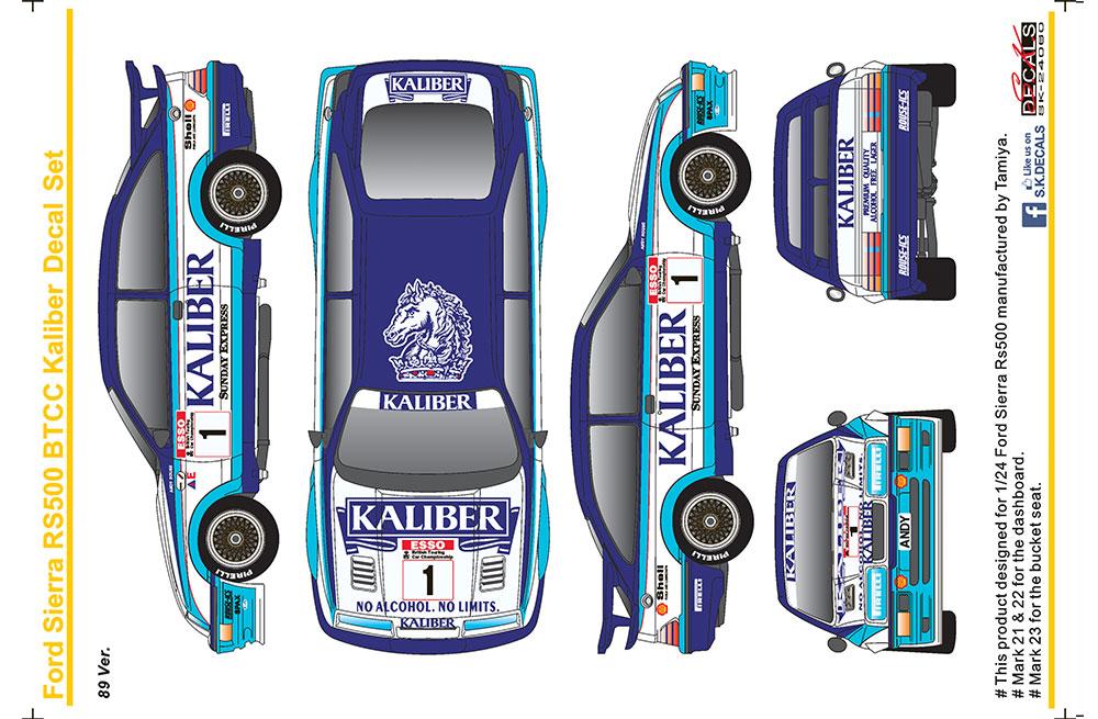 1:24 Ford Sierra RS500 Kaliber #22 #1 Decal (Tamiya) c/w Resin Dash ...