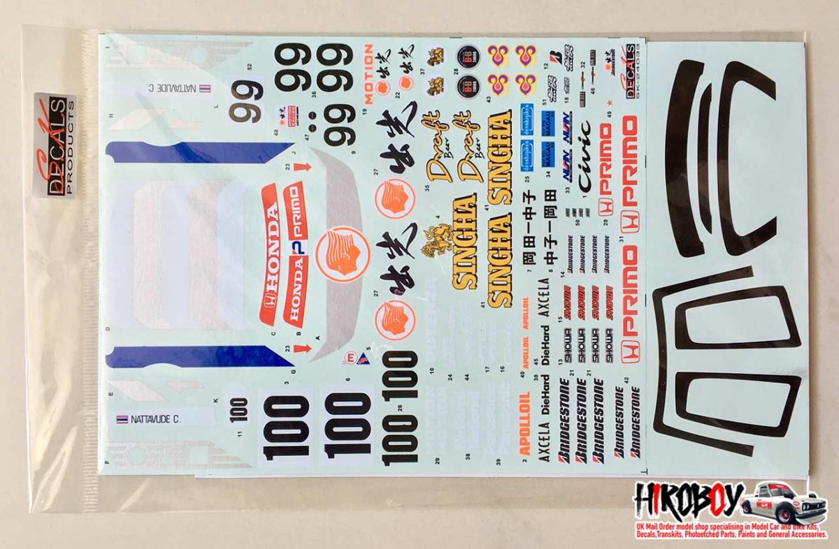 1:24 Honda Civic EG6 JTC 92 Macau GP 94 Idemitsu Decals (Hasegawa) | SK ...