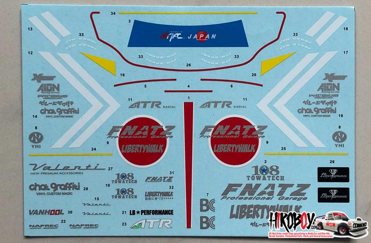 1:24 LB-WORKS Nissan GT-R R35 type 2 GT3 Zero Fighter Style Decals for ...