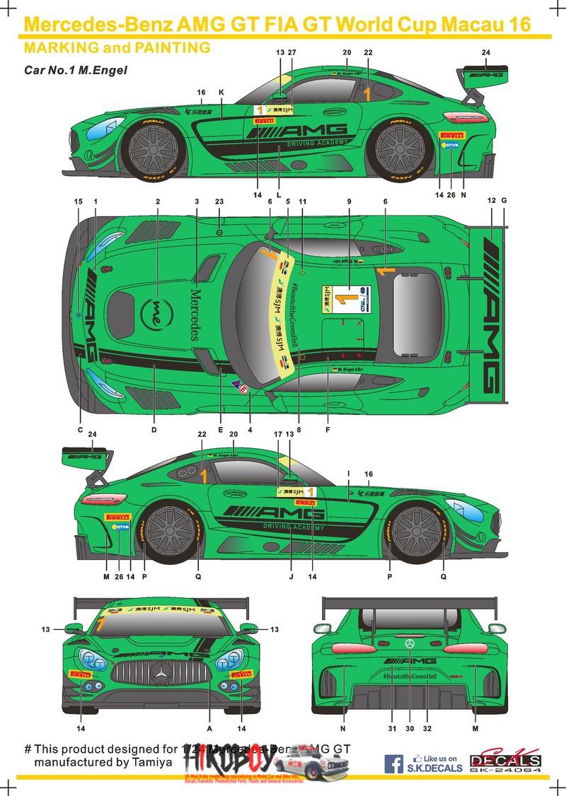 1:24 Mercedes-AMG GT3 FIA World Cup Macau 2016 Decals (Tamiya) | SK ...