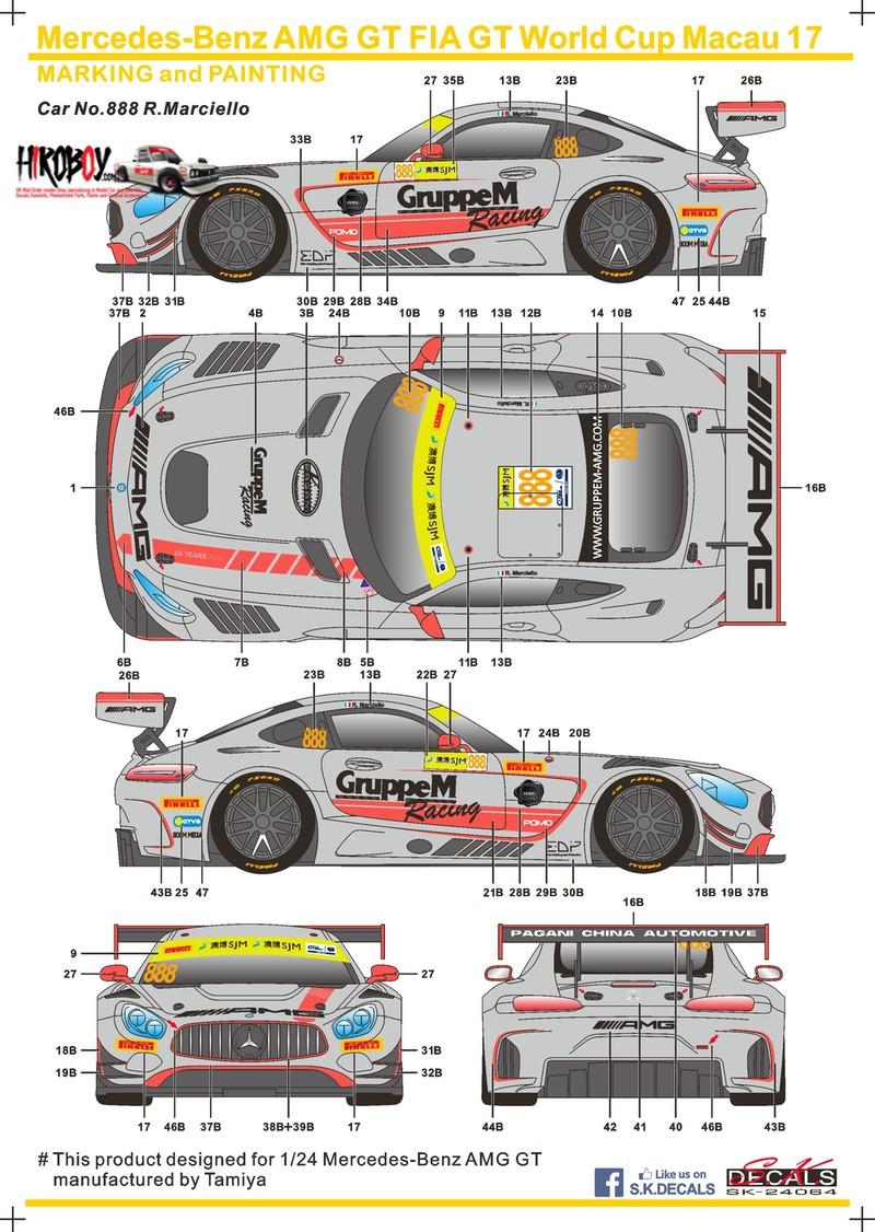 1:24 Mercedes-Benz AMG GT FIA GT World Cup Macau 2017 Decals | SK-24069 ...