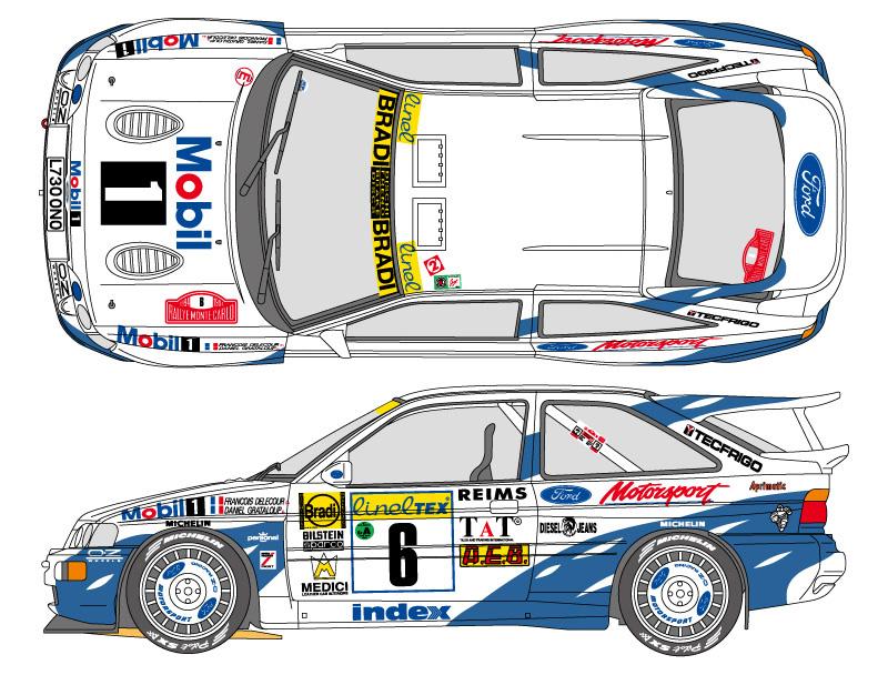 1:24 Mobil 1 Ford Escort RS Cosworth 1994 Monte Carlo Decals for Tamiya ...