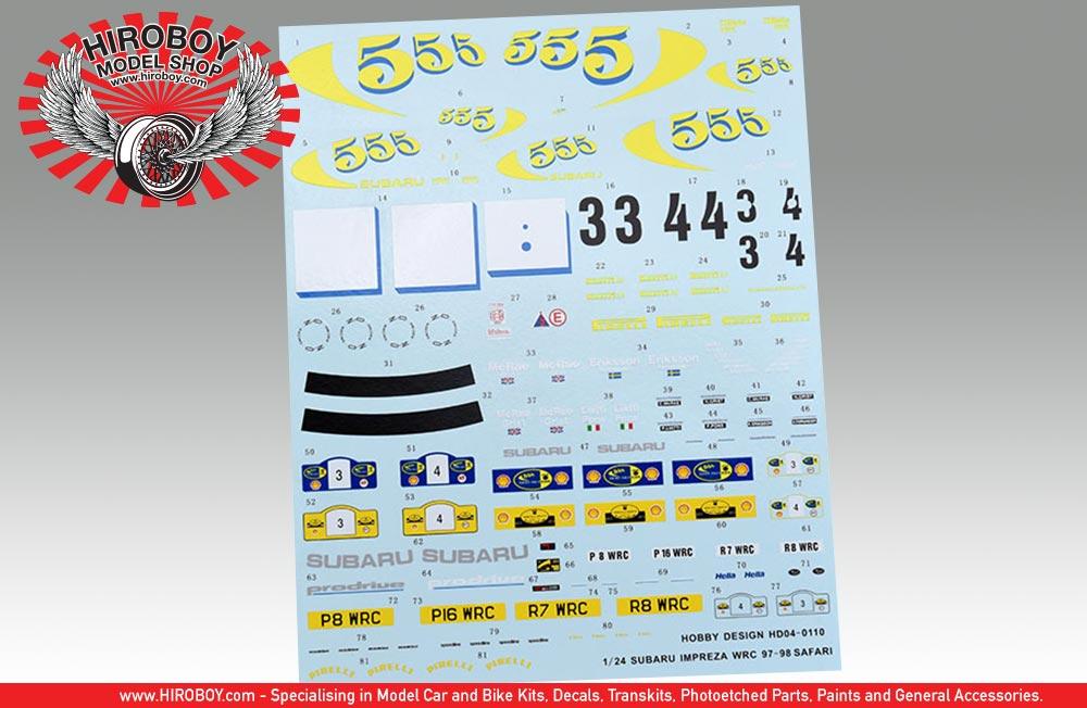 1:24 Subaru Impreza WRC 97-98 Safari Decals | HD04-0110 | Hobby Design