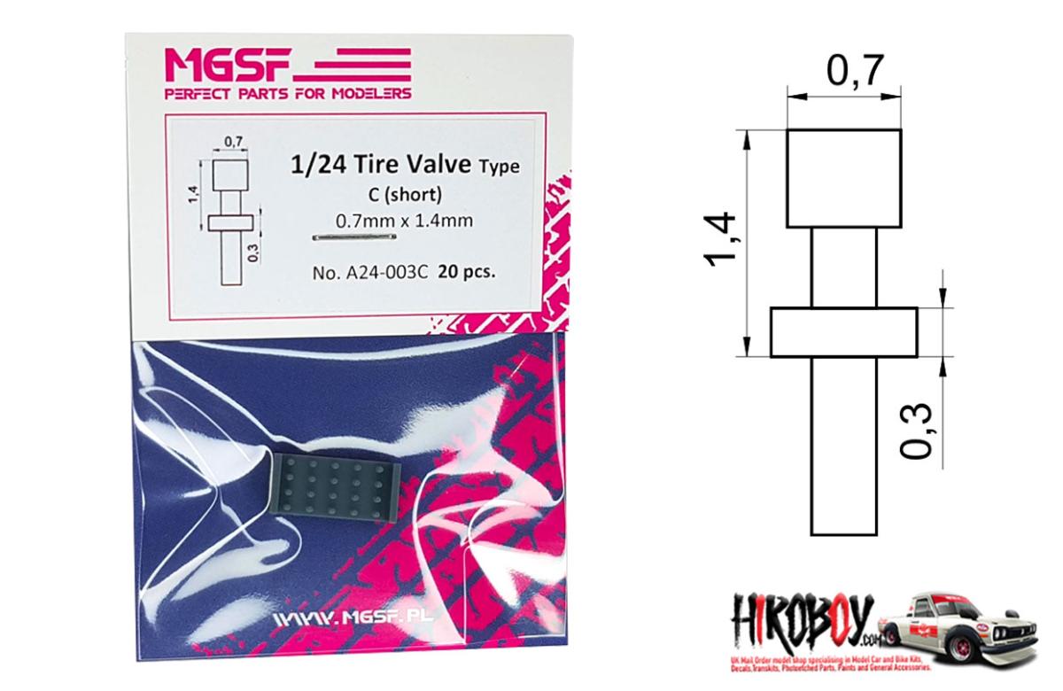1:24 Tire Valve – type C (flat, short) | A24-003C | MGSF Perfect Parts