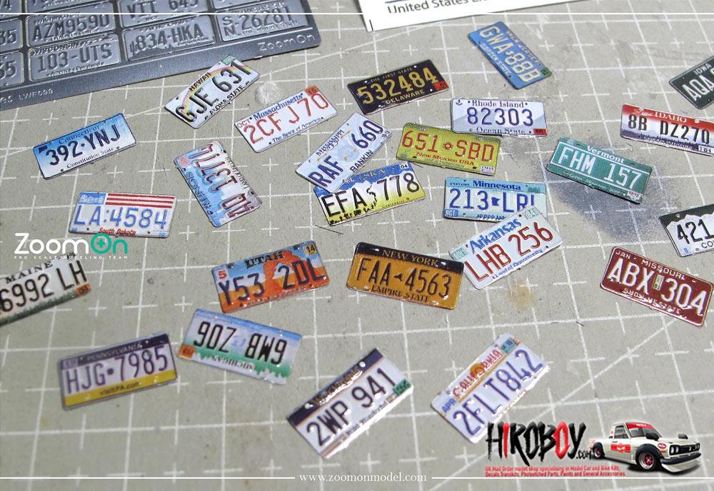 1:24 United States License Plate Decals / PE | ZD160 | ZoomOn