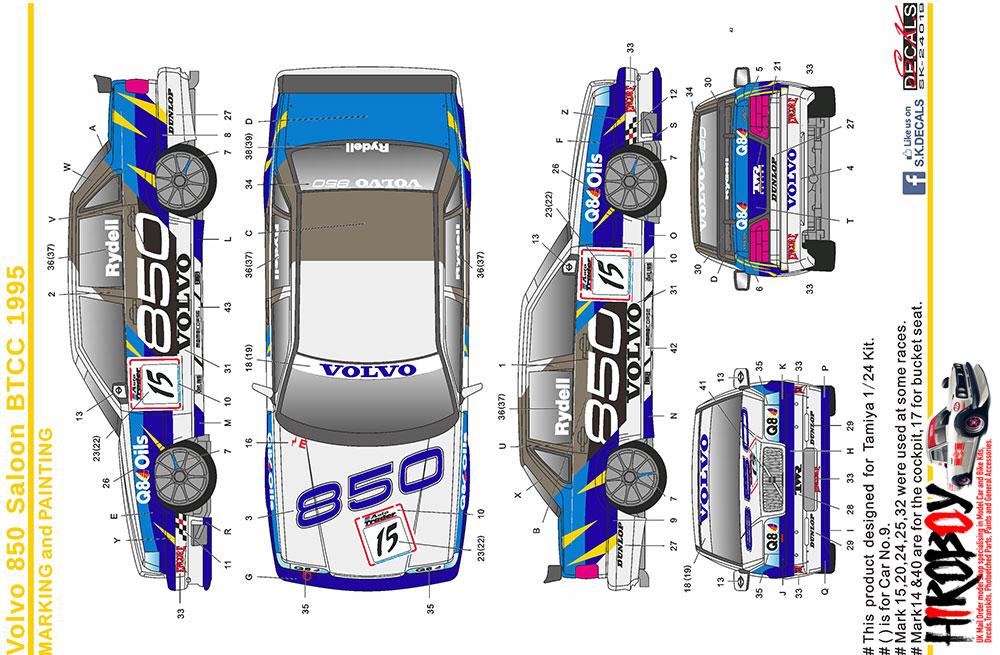 1:24 Volvo 850 Saloon BTCC 1995 (Q8) Decals (Tamiya) | SK24019 | S.K ...