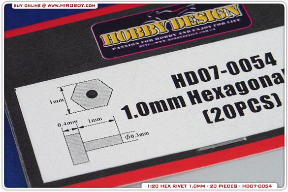 1mm Hex Head Rivets - 20 Pieces | HD07-0054 | Hobby Design