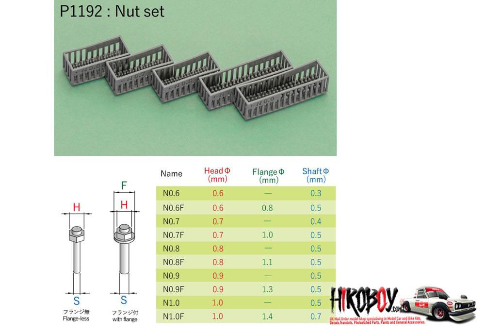 3D Printed Rivets Series Nut Set P1192 | MFH P1192 | Model Factory Hiro