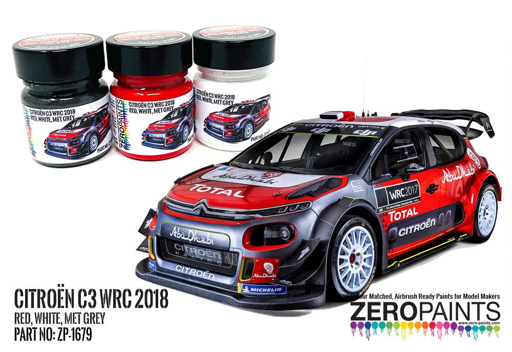 Citroën C3 WRC 2018 Red - White - Metallic Grey Paint Set 3x30ml | ZP ...