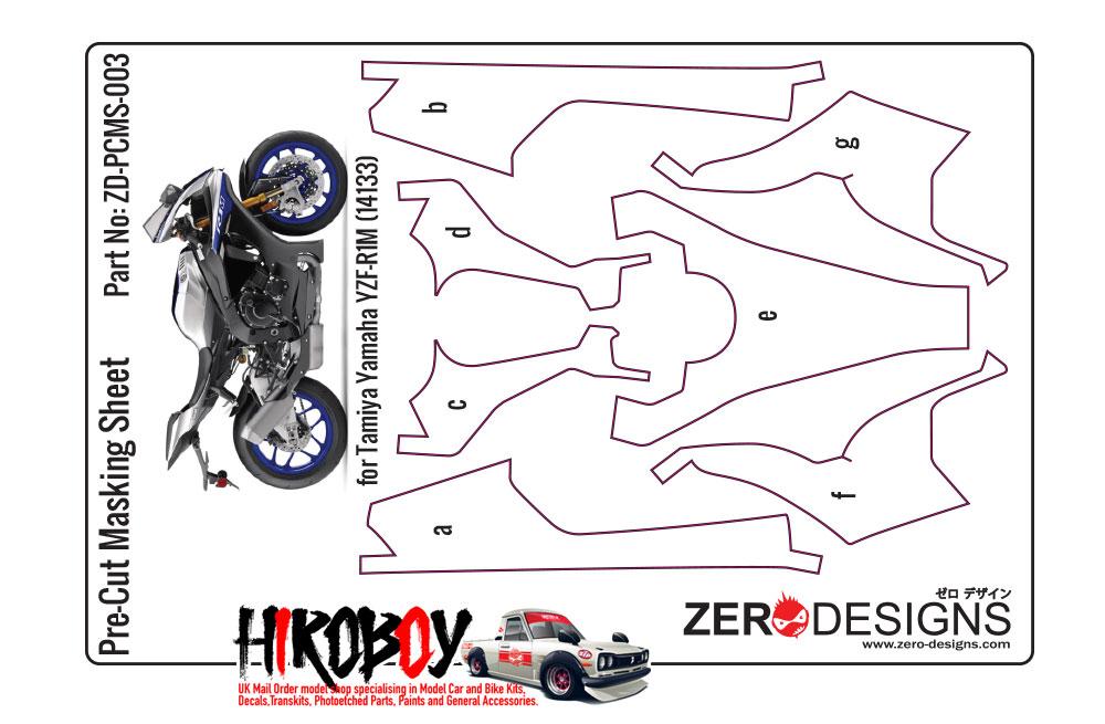Pre-Cut Masking Sheet Tamiya 1:12 Yamaha YZF-R1M (14133) | ZD-PCMS-003 ...