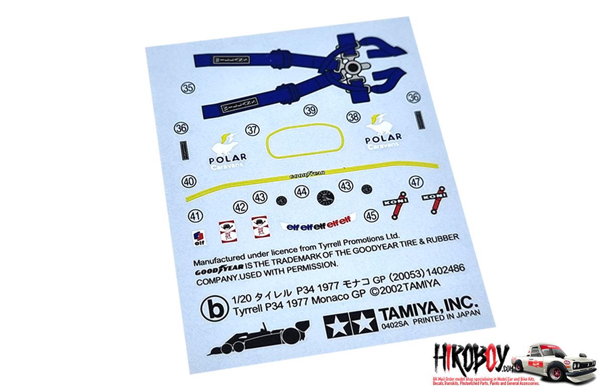 Spare Tamiya Decal Sheet 1:20 Tyrrell P34 1977 Monaco GP 20053 ...