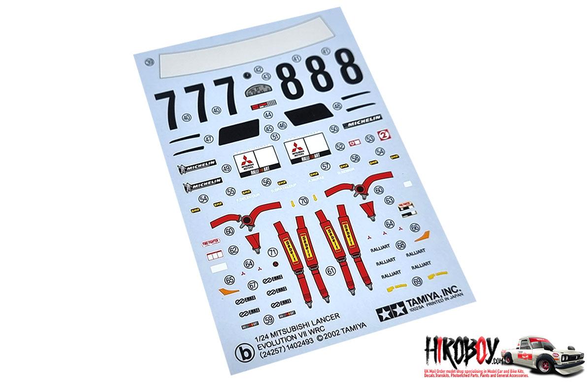 Spare Tamiya Decal Sheet B 1:24 Mitsubishi Lancer Evolution VII WRC ...