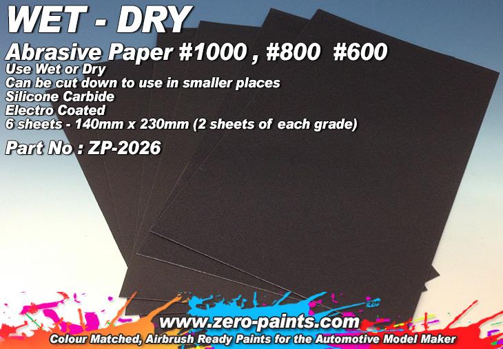 Wet and Dry Abrasive Paper #1000 #800 #600 - 6 Sheets | ZP-2026 | Zero ...