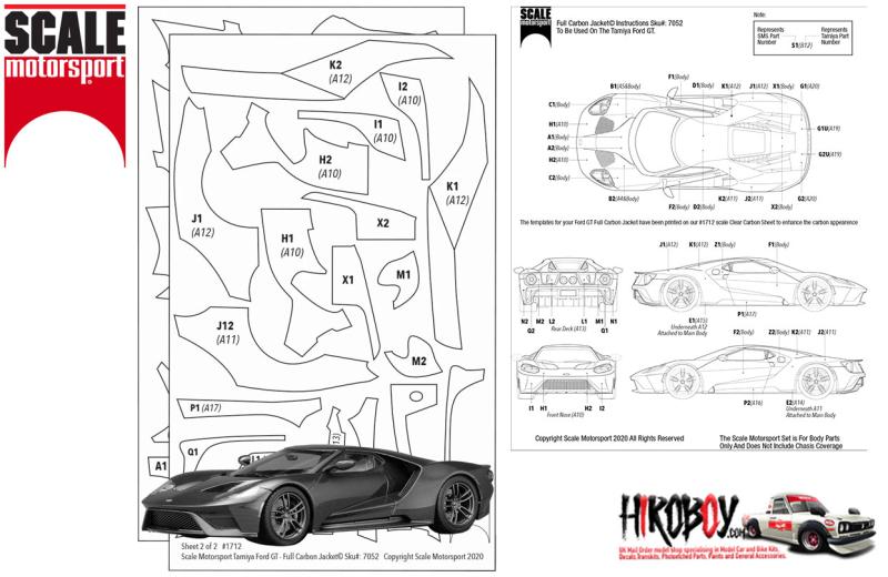 1:24 Ford GT Full 3 Sheet Composite Fiber Decal Template Set - #7052 ...