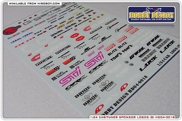 1:24 Sponsor/Tuner Logo Decals (B) | HD04-0018 | Hobby Design