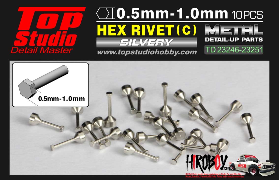 0.8mm Hex Rivets (c) Metal x10 | TD23249 | Top Studio