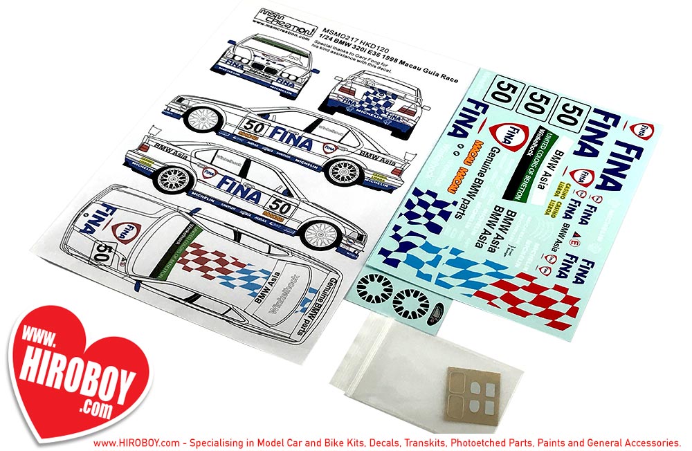 1:24 BMW 318i 1998 Macau Guia Race Decals (FINA) | MSMD217 | MSM Creation
