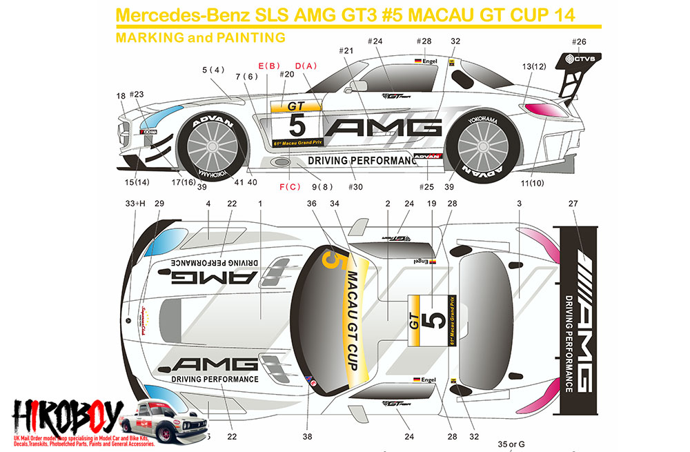 1:24 Mercedes-AMG GT3 SLS #5 Macau GT Cup 2014 Decals (Fujimi) | SK ...
