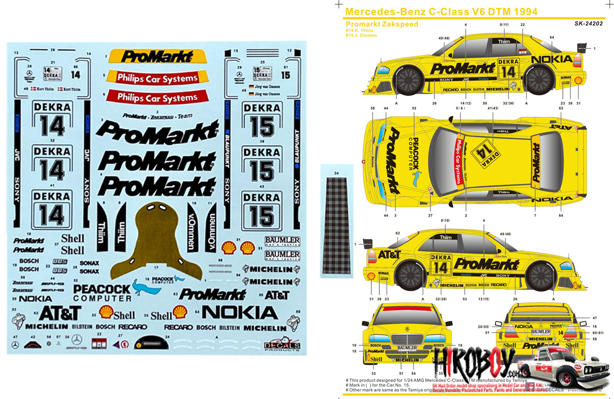 1:24 Mercedes-Benz C-Class V6 DTM 1994 Promarkt Zakspeed Team | SK24202 ...