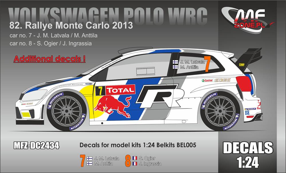 1:24 Volkswagen Polo WRC Ogier, Latvala - Rallye Monte Carlo 2013 ...