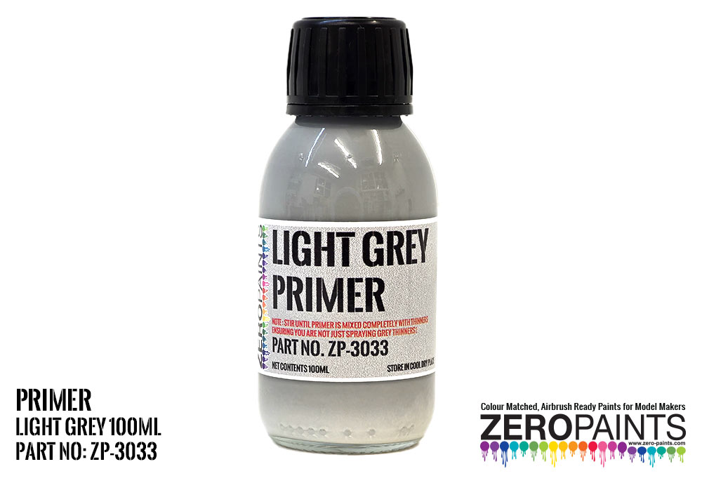 Light Grey Primer 100ml Airbrush Ready | ZP-3033 | Zero Paints