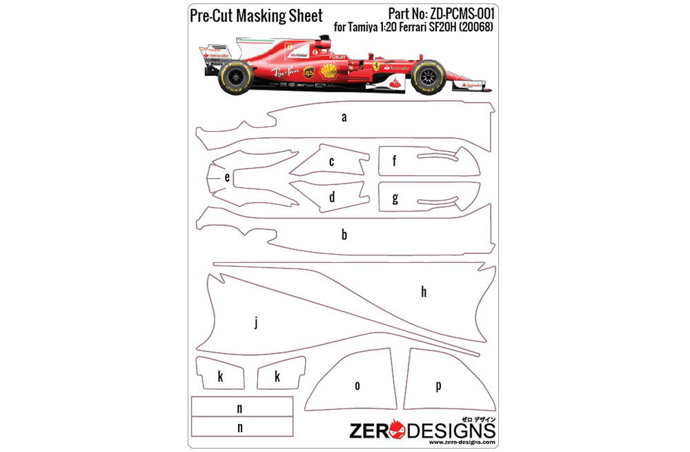 Pre-Cut Masking Sheet for Tamiya Scuderia Ferrari SF70H (20068) | ZD ...
