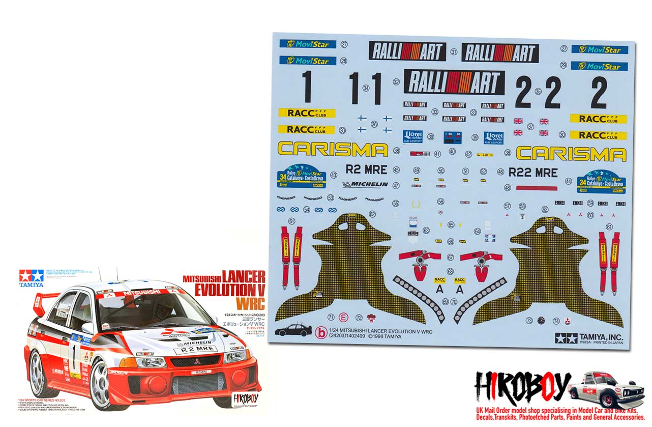 Spare Tamiya Decal Sheet B 1:24 Mitsubishi Lancer Evo V WRC - 24203 ...