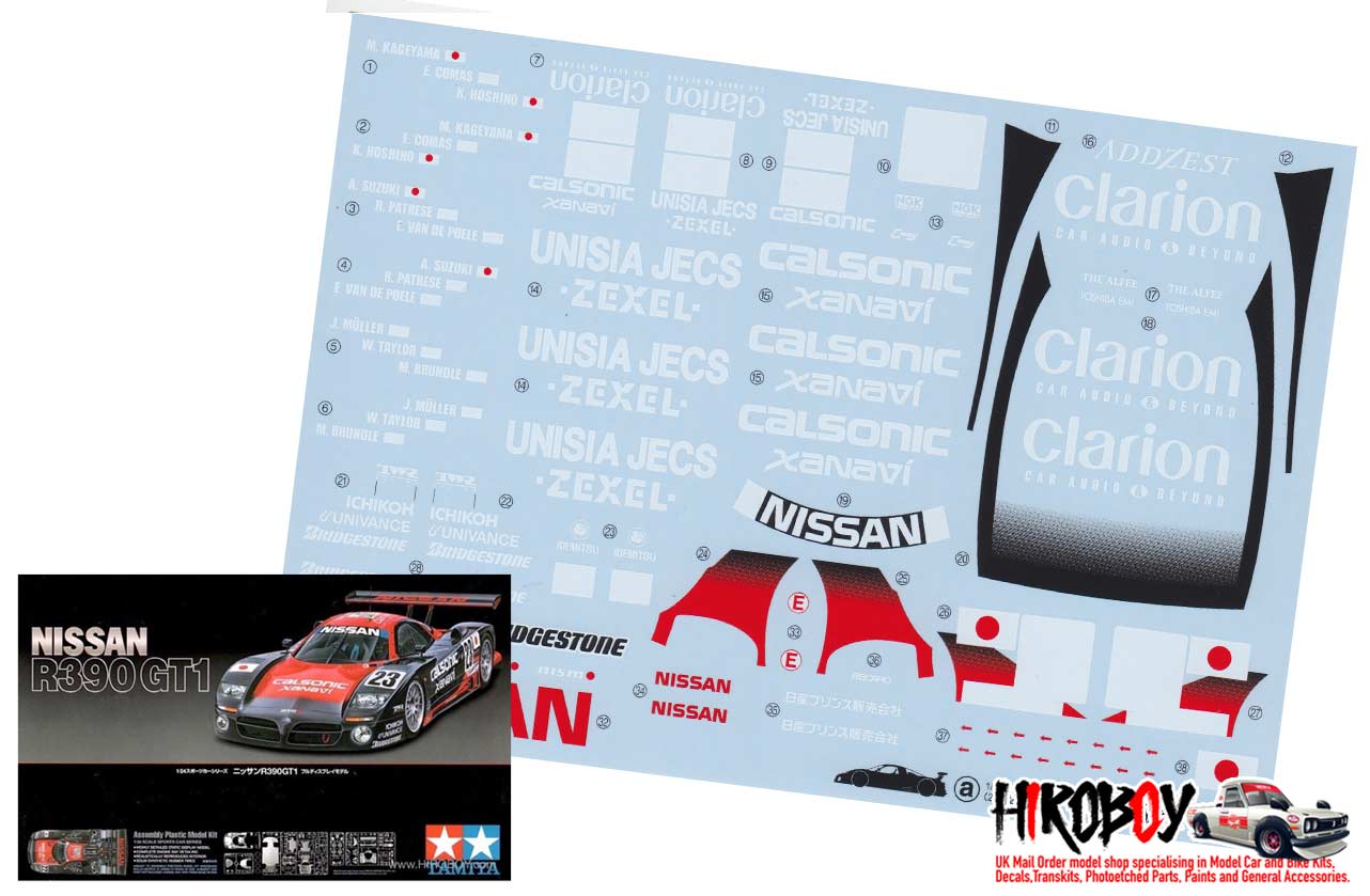 Spare Tamiya Decal Sheet A 1:24 Nissan R390 GT1 24192 | TAM24192-Decal ...